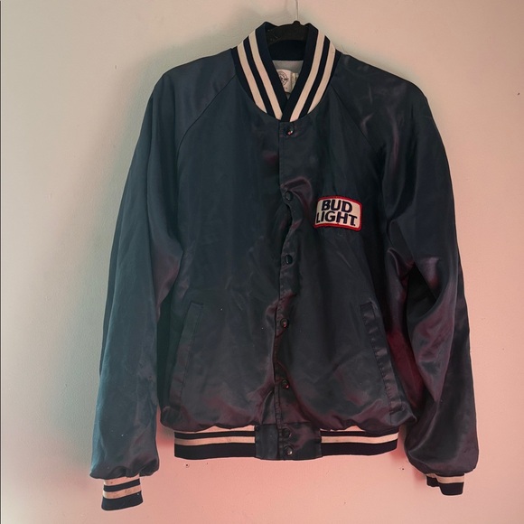 Jackets & Coats | Vintage Bud Light Navy Bomber Jacket | Poshmark
